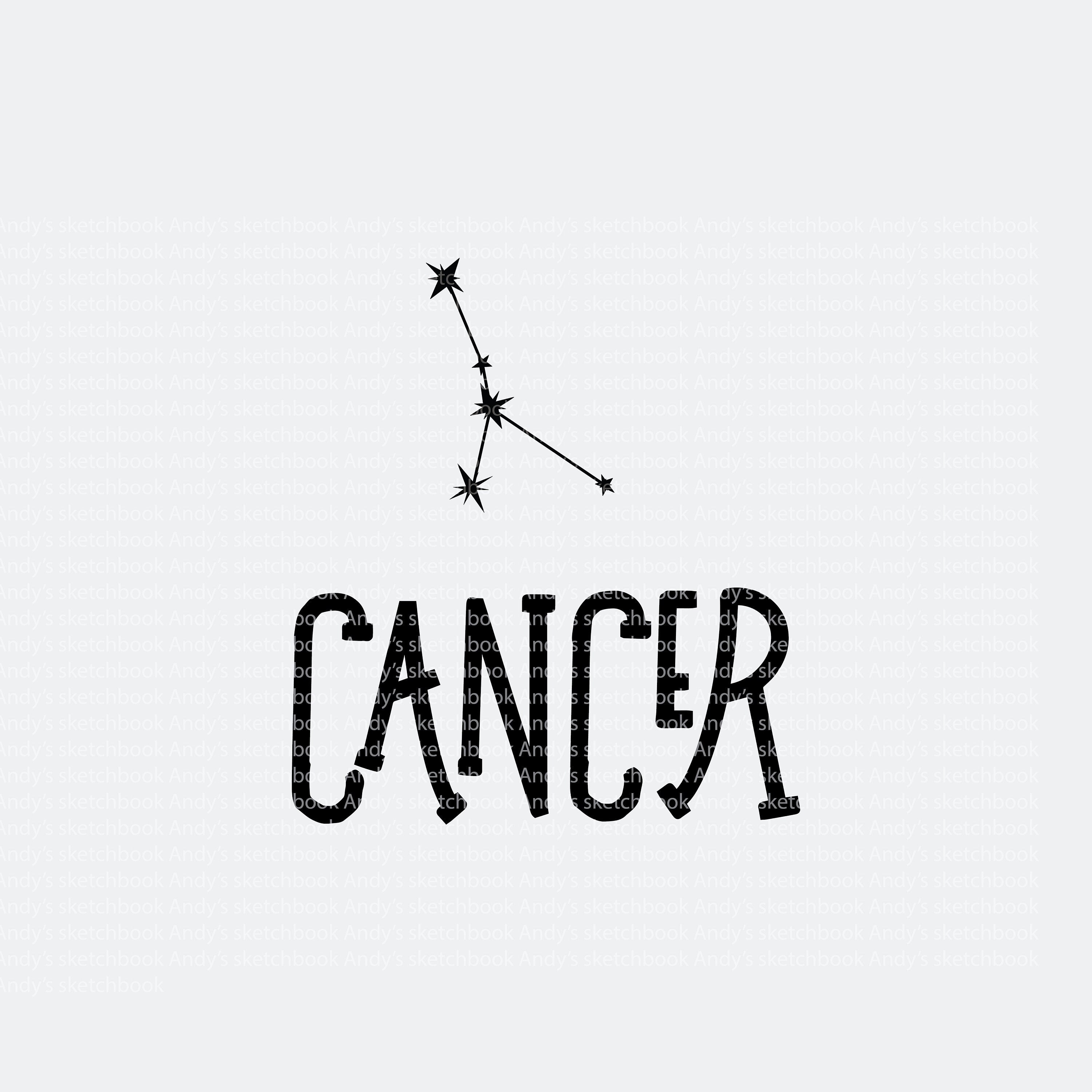 Cancer Astrological Sign Svg, Hand Drawn, Midcentury Modern Font, for ...