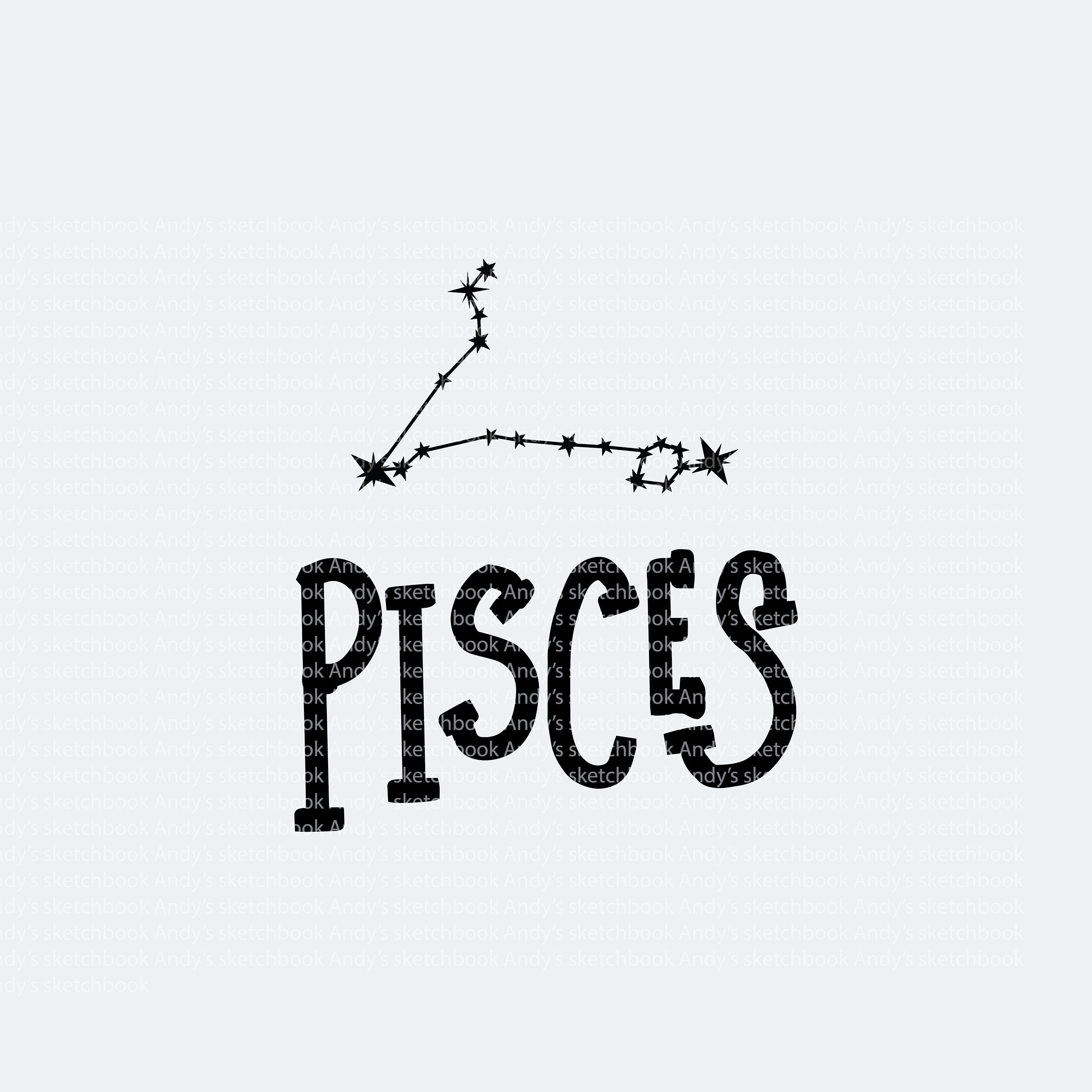 Pisces Astrological Sign Svg, Hand Drawn, Midcentury Modern Font, for ...