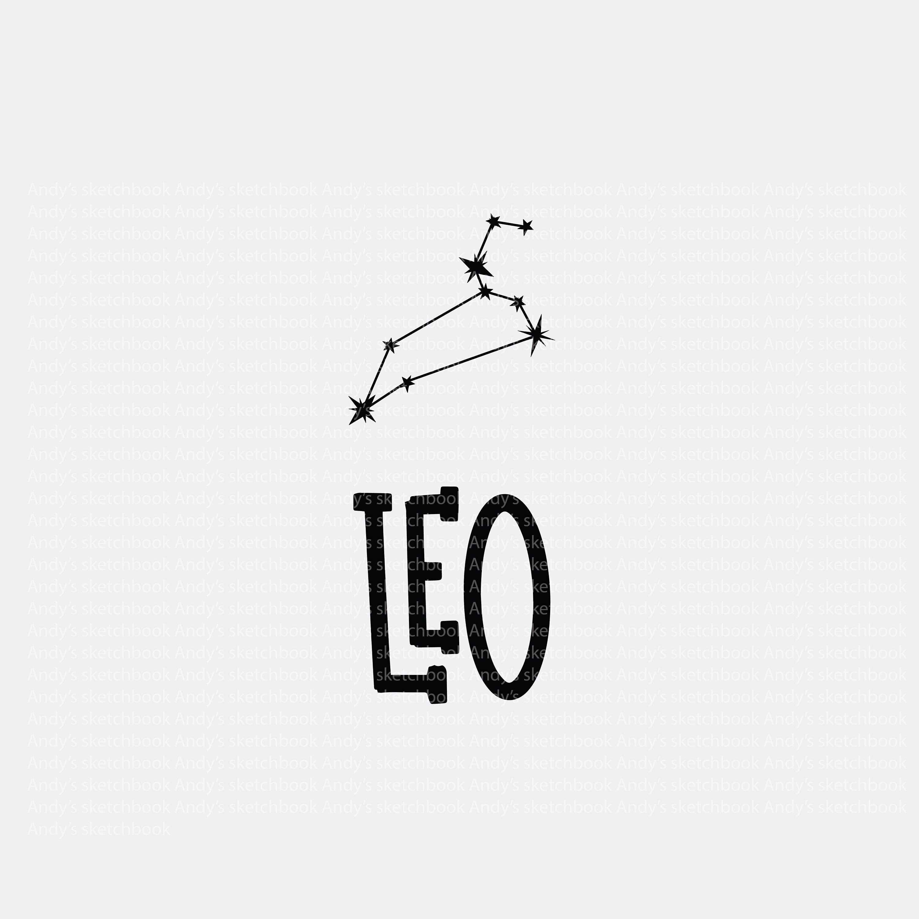 Leo Astrological Sign Svg, Hand Drawn, Midcentury Modern Font, for ...