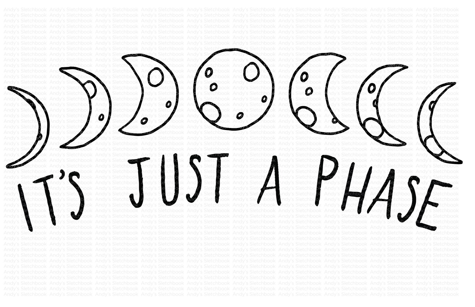 Phases of the Moon, Its Just a Phase, Tshirt Graphic for Printing ...
