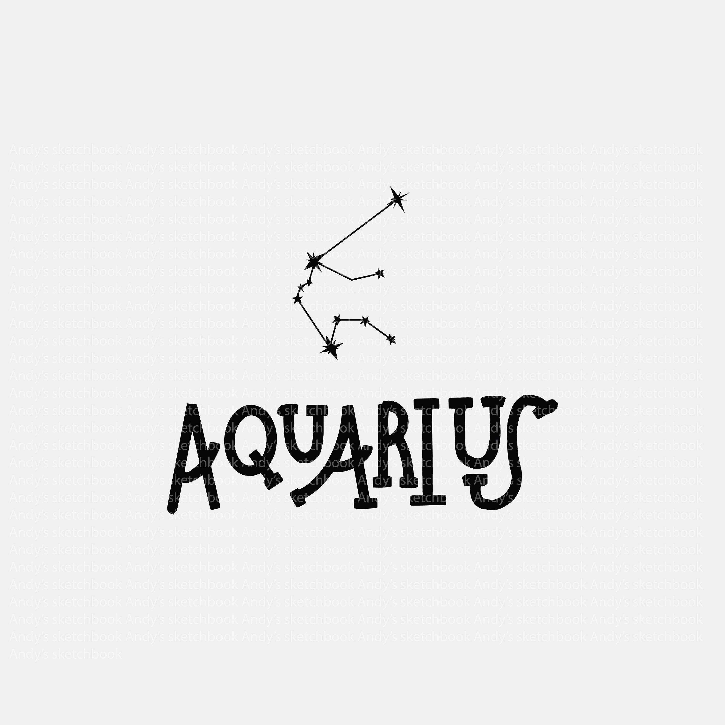 Aquarius Astrological Sign Svg, Hand Drawn, Midcentury Modern Font, for ...