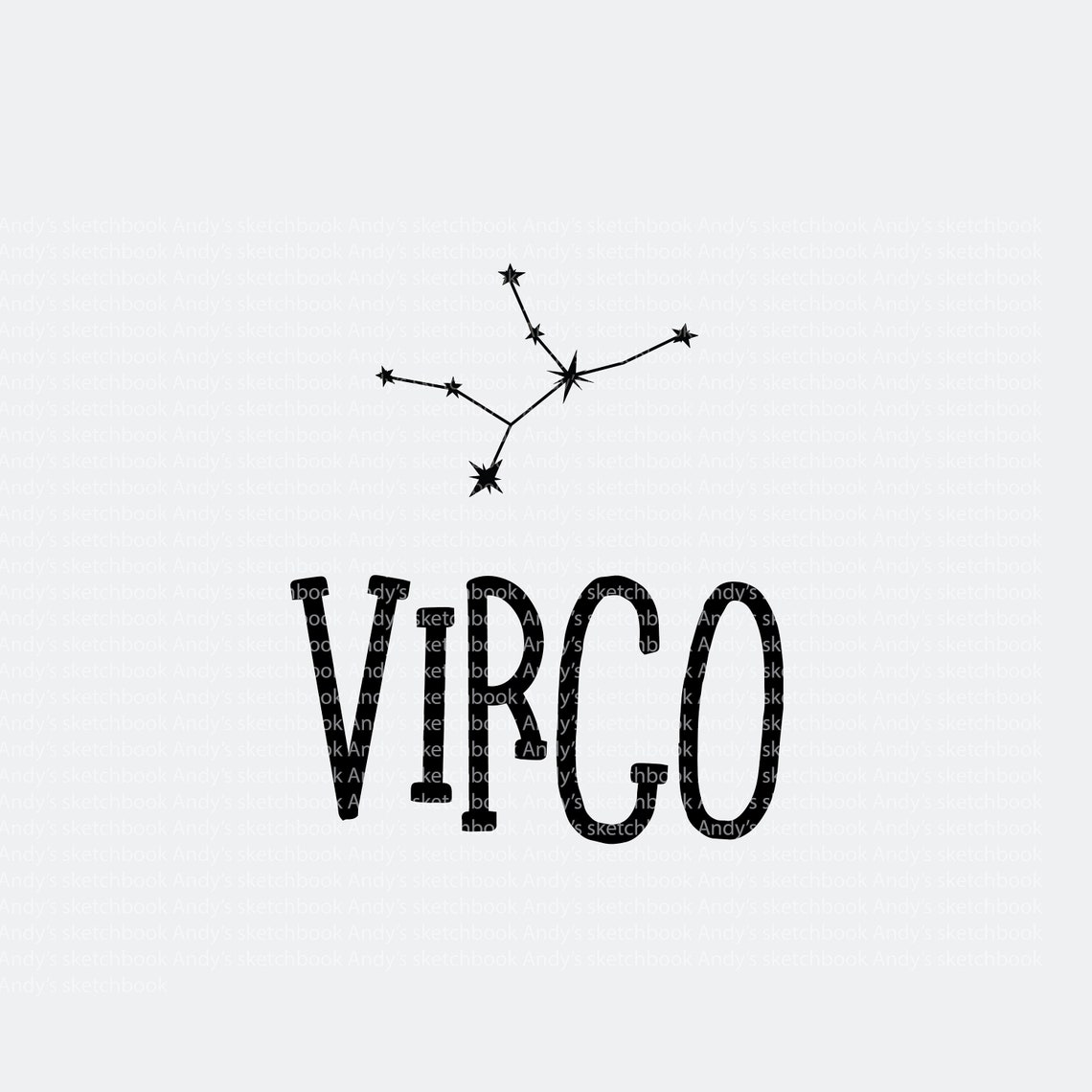 Virgo Astrological Sign Svg, Hand Drawn, Midcentury Modern Font, for ...
