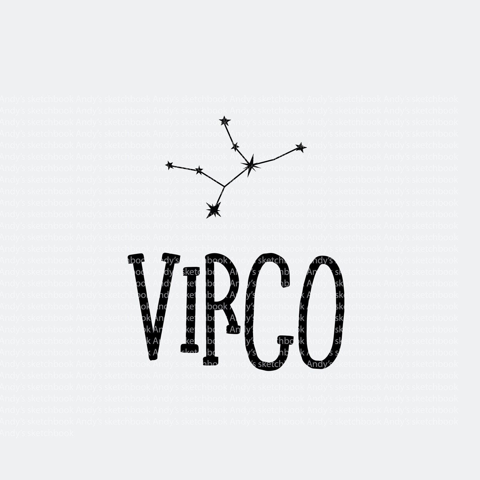 Virgo Astrological Sign Svg, Hand Drawn, Midcentury Modern Font, for ...