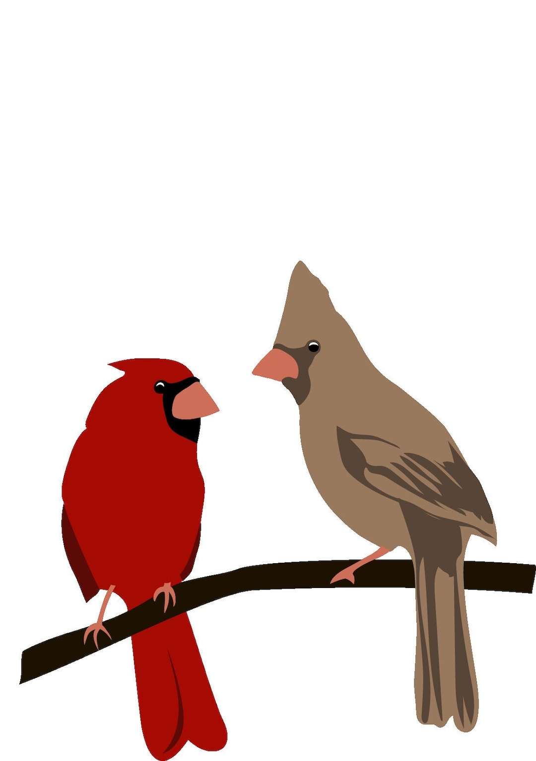 Digital File Cardinal Pair Male and Female, Bird Clipart, Bird Svg ...