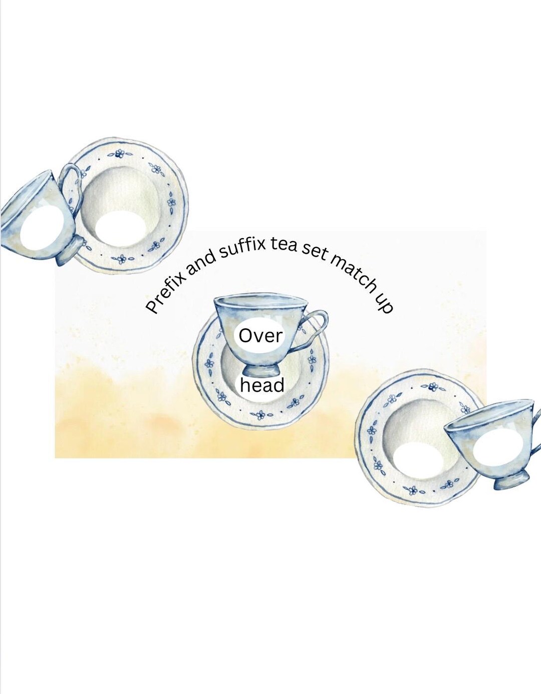 Prefix and Suffix Tea Set Match - Etsy