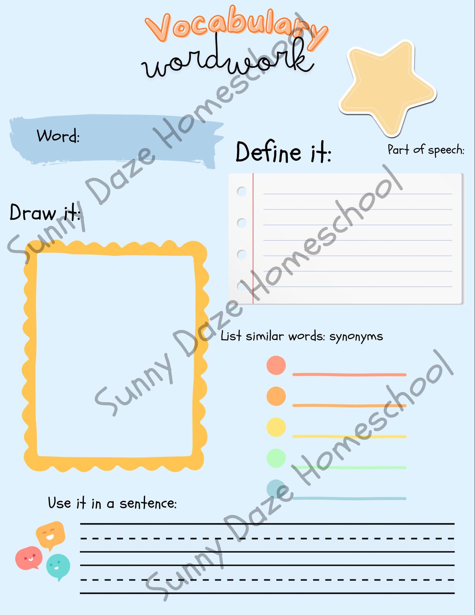 Vocabulary Word Work - Etsy