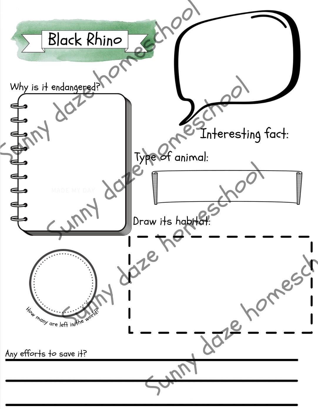 Endangered Animals Research Guide - Etsy