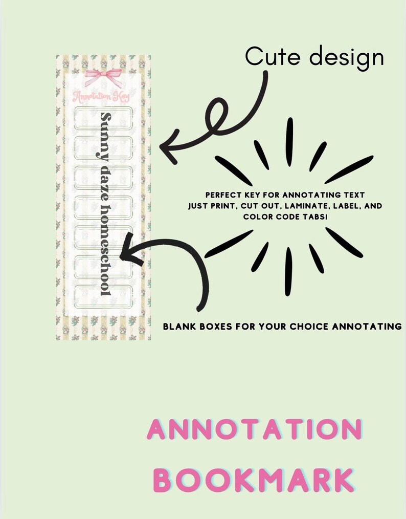 Vintage Annotation Key Bookmark Blank - Etsy