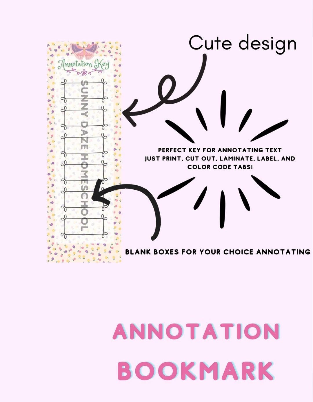 Little Flowers Annotation Key Bookmark Blank - Etsy
