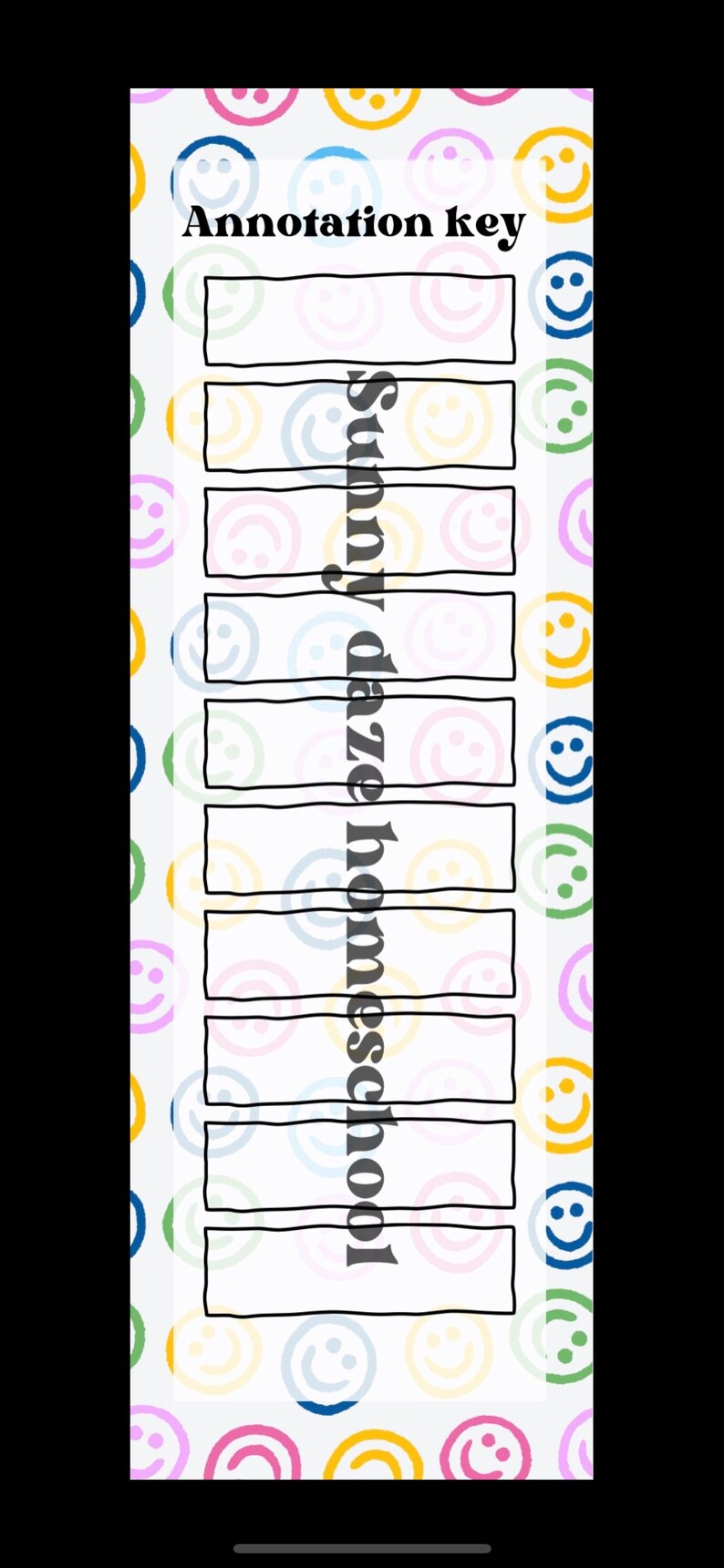 Smiley Annotation Key Bookmark Blank - Etsy