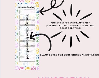 Annotation Key Bookmark / Book Annotating Supplies / Annotation Guide ...