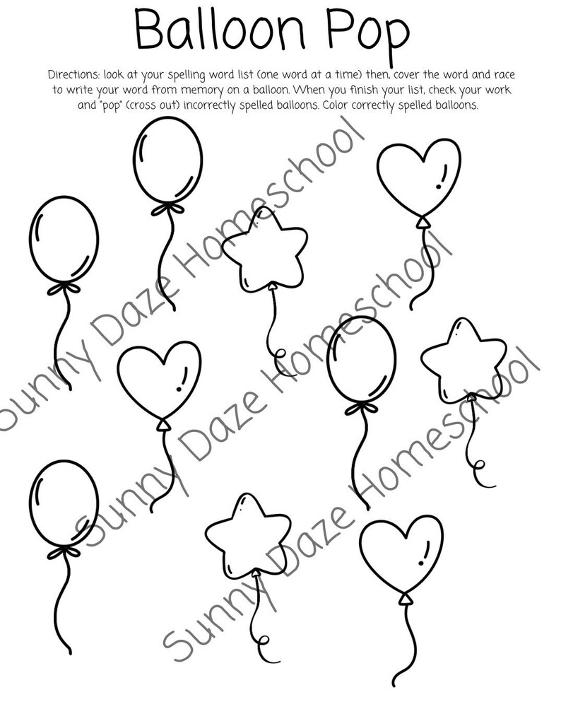 Spelling Practice Activity Sheets - Etsy