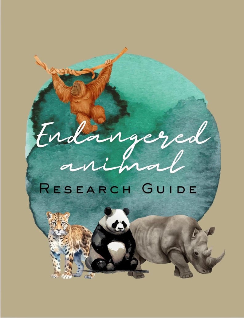 Endangered Animals Research Guide - Etsy