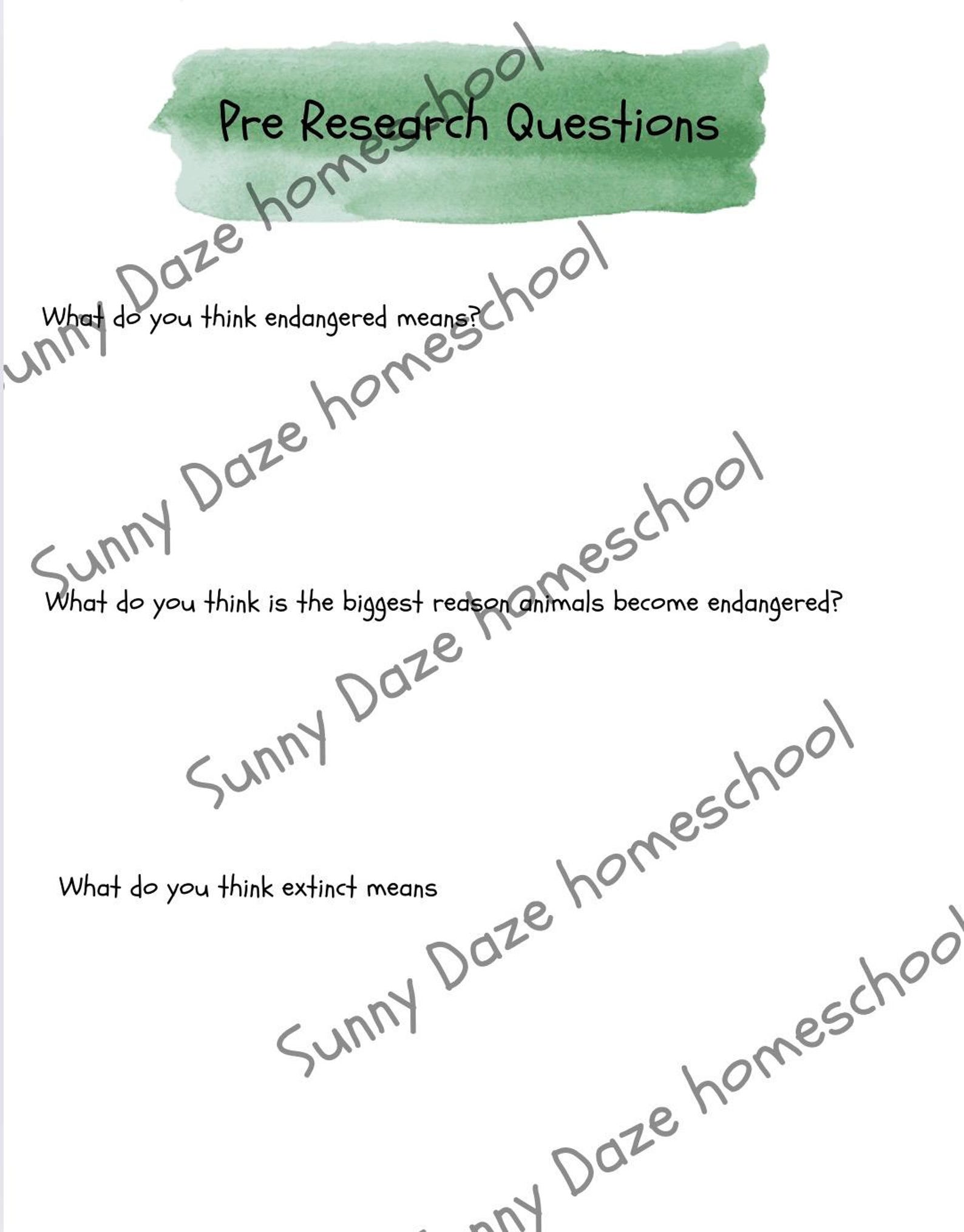 Endangered Animals Research Guide - Etsy