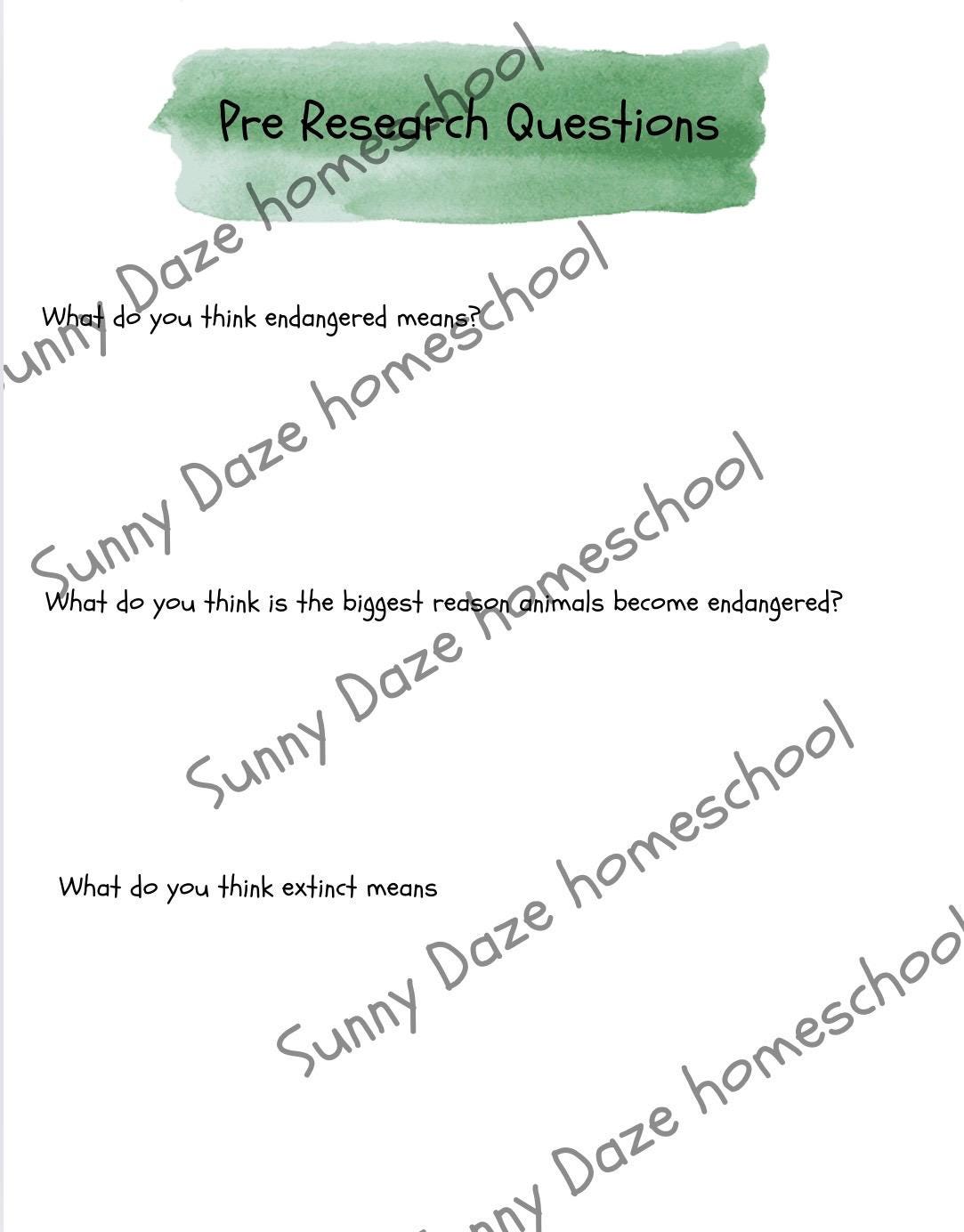 Endangered Animals Research Guide - Etsy