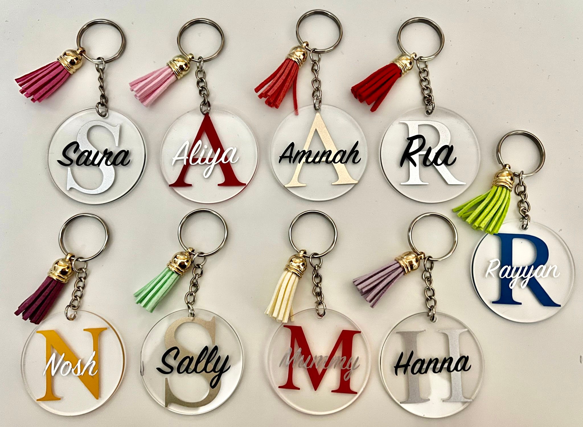 Circle Shape Personalised Keyring, Personalised Acrylic Keyring, Name Keyring, Name Gifts ...