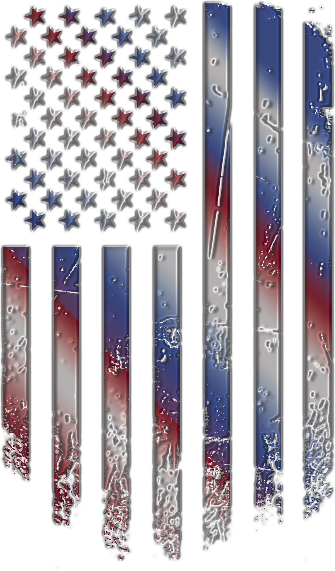 Chrome American Flag Digital Art: Green Line + Red/white/blue (digital ...