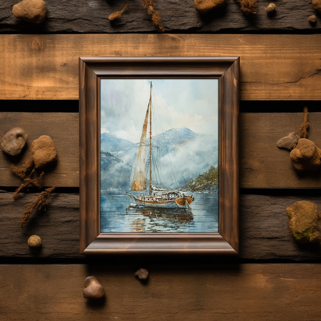 Sailboat Watercolor Painting Digital Download Outdoor Boating Wall ...