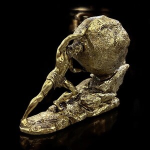 Exlusive Sisyphus Sculpture, Made of Marble With Gold-plated Effect ...