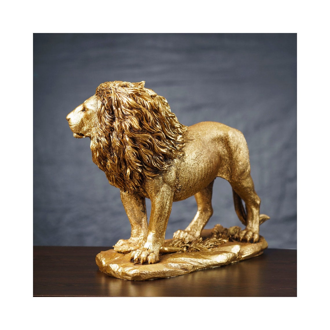 Large Lion Sculpture, Gold Lion King Sculpture - Etsy