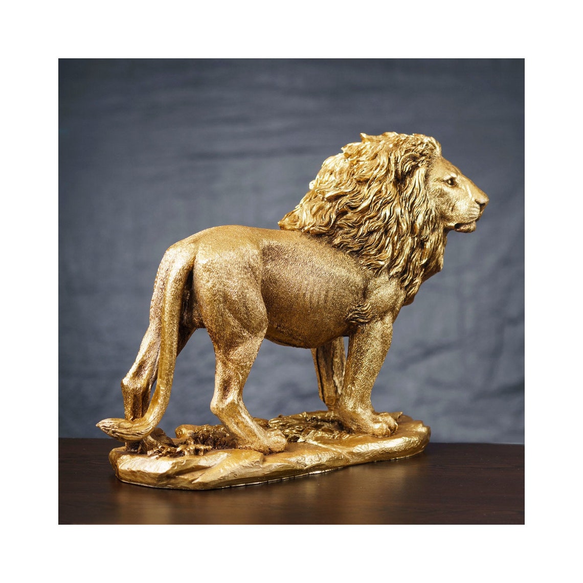 Large Lion Sculpture, Gold Lion King Sculpture - Etsy