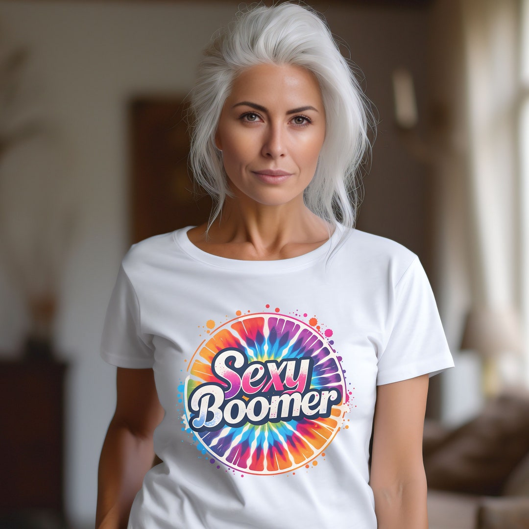 Sexy Boomer Tie-dye Retro Design Baby Boomer Pride Graphic V Neck Tee ...