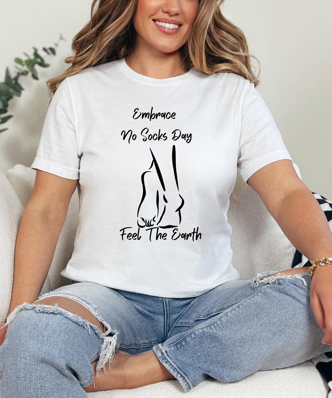 Official No Socks Day - Bare Feet Feel the Earth Graphic Tee - National ...
