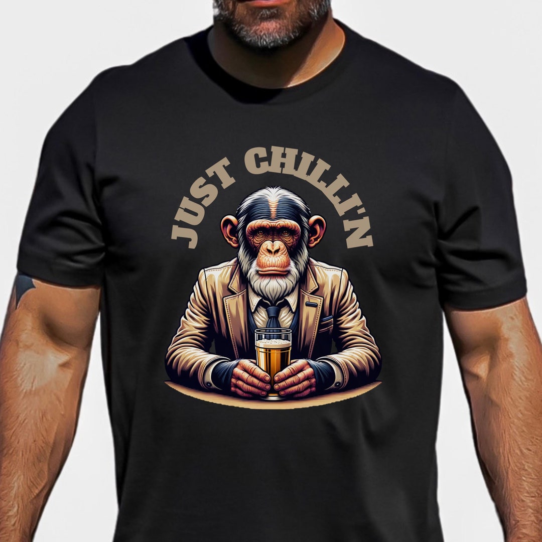 Just Chill'n Funny Monkey Drinking Beer -chimpanzee in Sports Coat ...