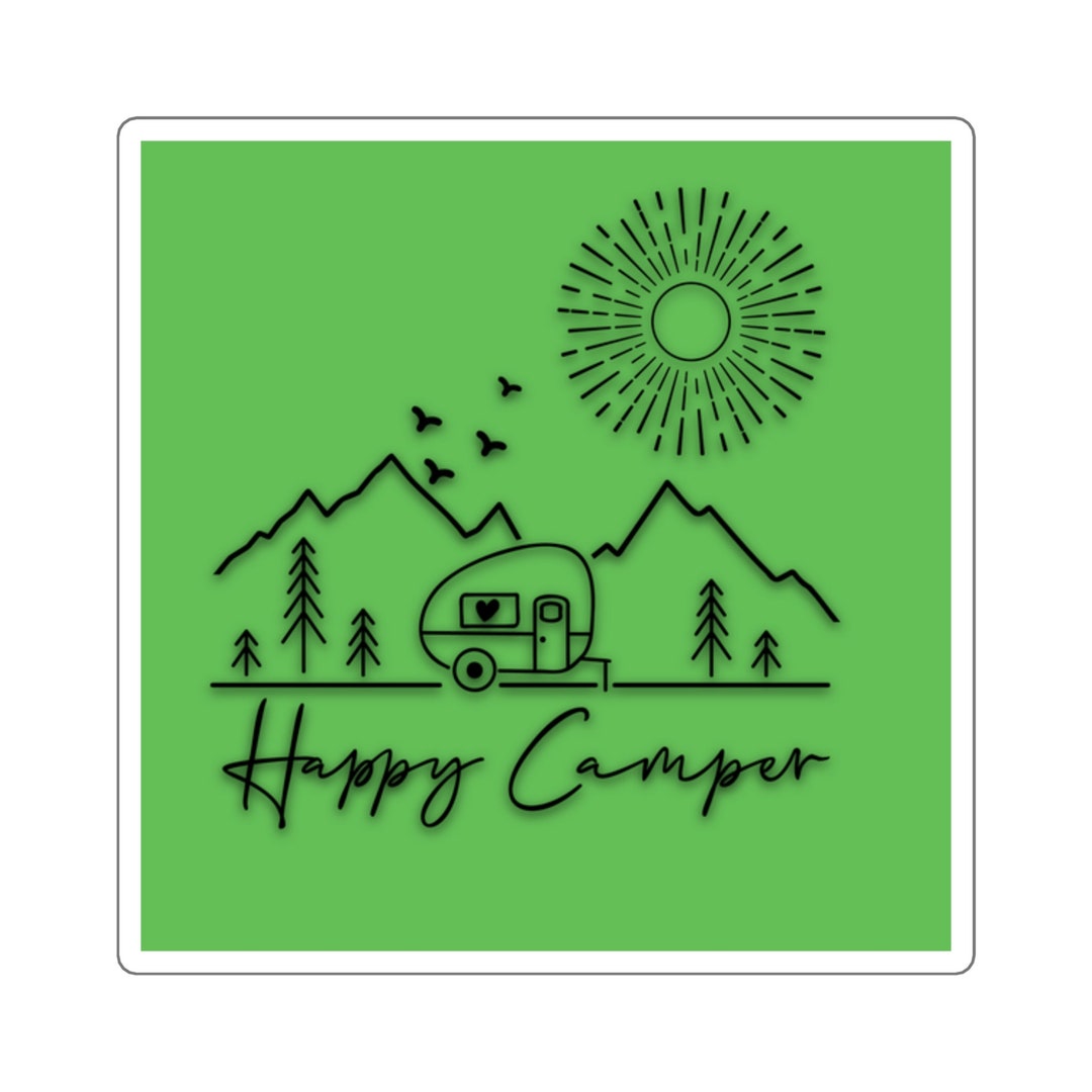 Happy Camper Square Sticker - Camping Themed Stickers - Etsy