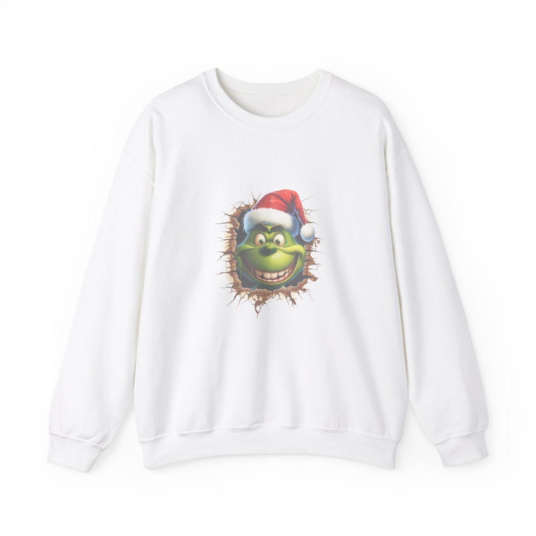 Funny Grinch Breakthrough Design Smiling Christmas Grinch Sweatshirt - Etsy