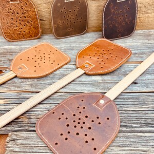Hand Crafted Leather Fly Swatter With Finished Durable Wood Handle - Etsy