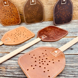 Hand Crafted Leather Fly Swatter With Finished Durable Wood Handle - Etsy