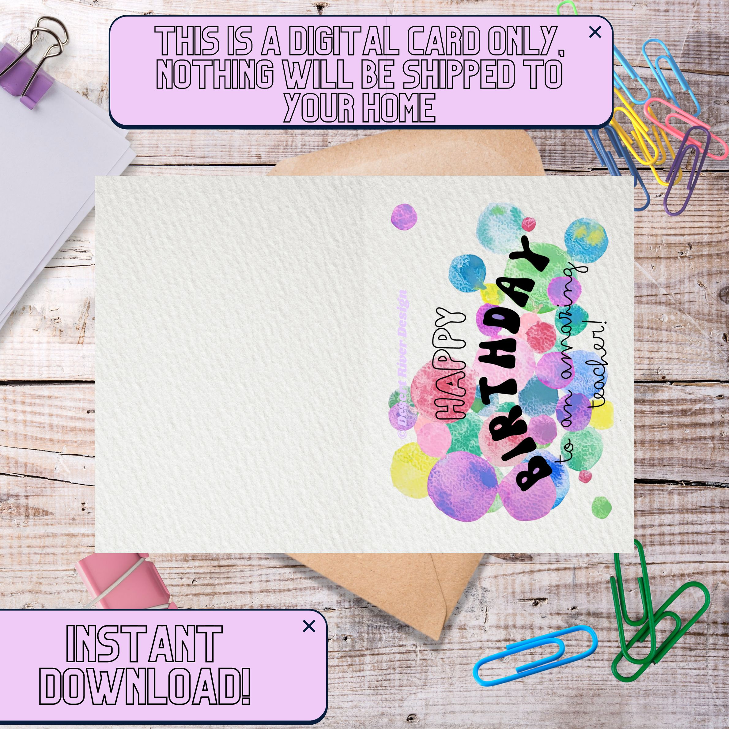 Teacher Birthday Card | Happy Birthday to an Amazing Teacher! | Digital ...