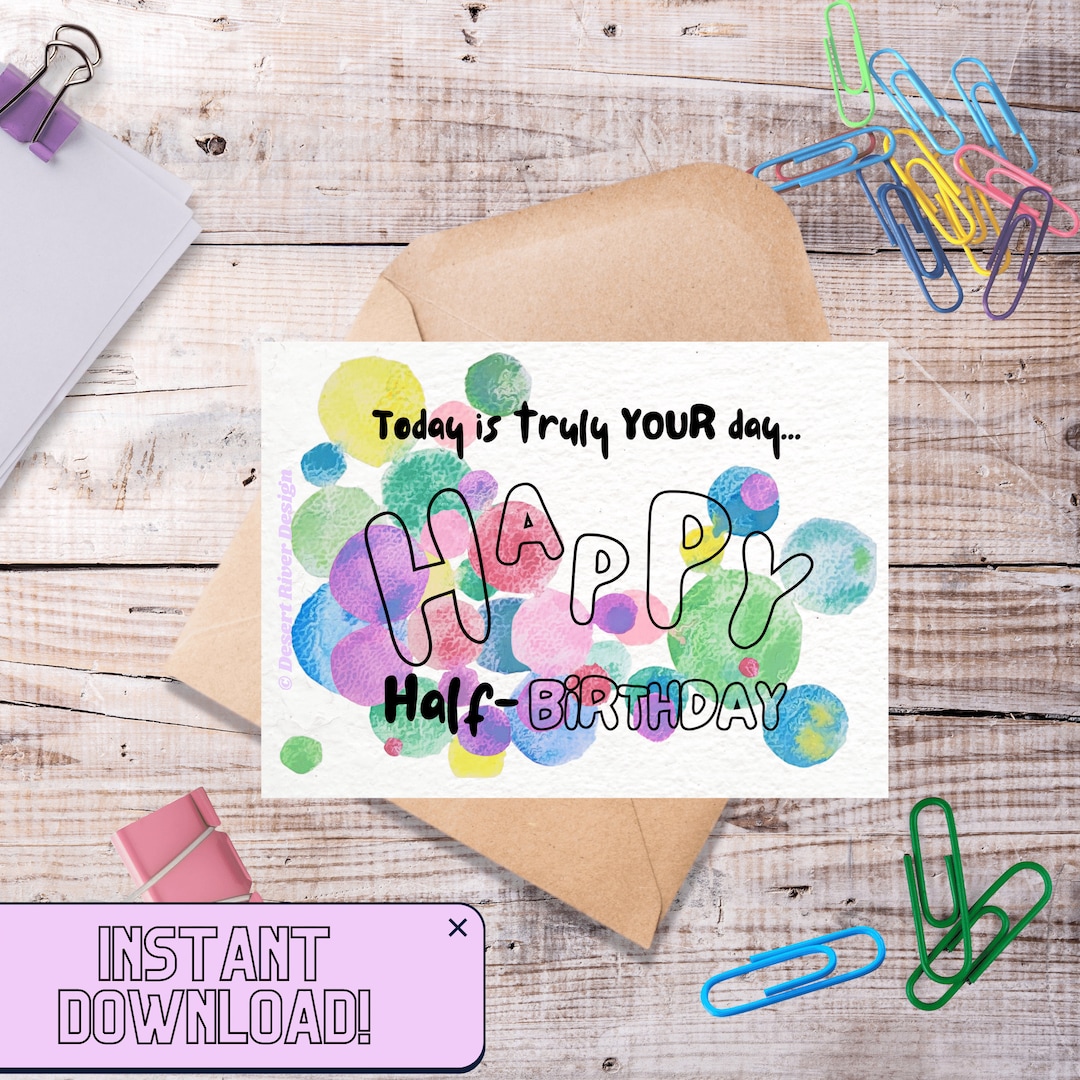 Half Birthday Card Adults | Happy Half-birthday! | Digital Printable ...