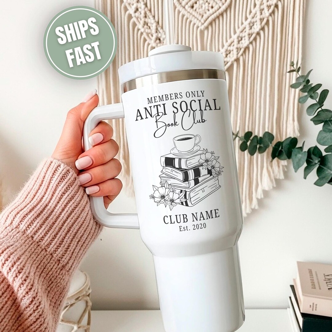 Antisocial Book Club Tumbler for Booktrovert, Booktok, Book Club Cups ...