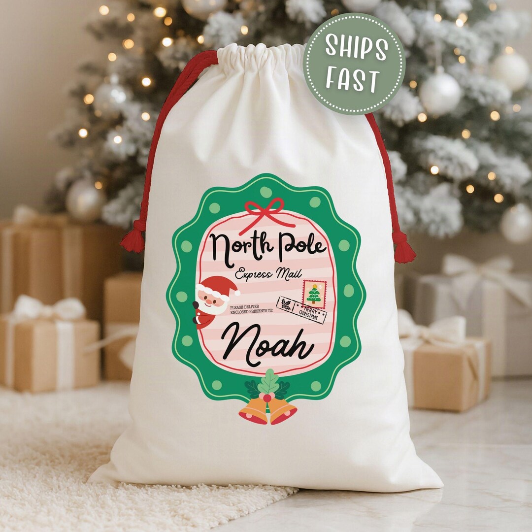 Pink Crhistmas Sack Personalized, Girl Christmas Sack, North Pole ...