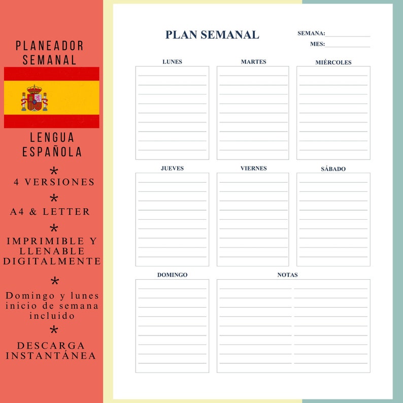 Planificador Semanal Imprimible Para Hacer La Lista, Retrato, Horario ...