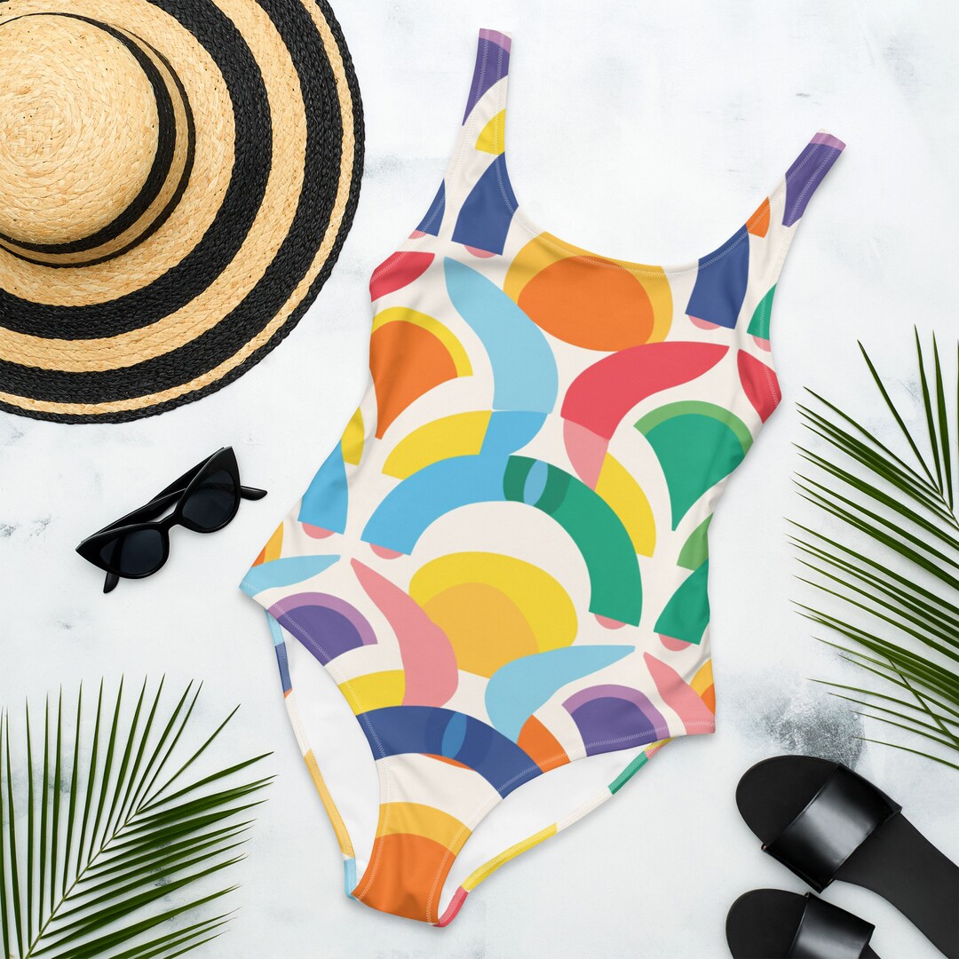 Colorful One-piece Swimsuit, Swimwear, Pool Party Clothing. - Etsy