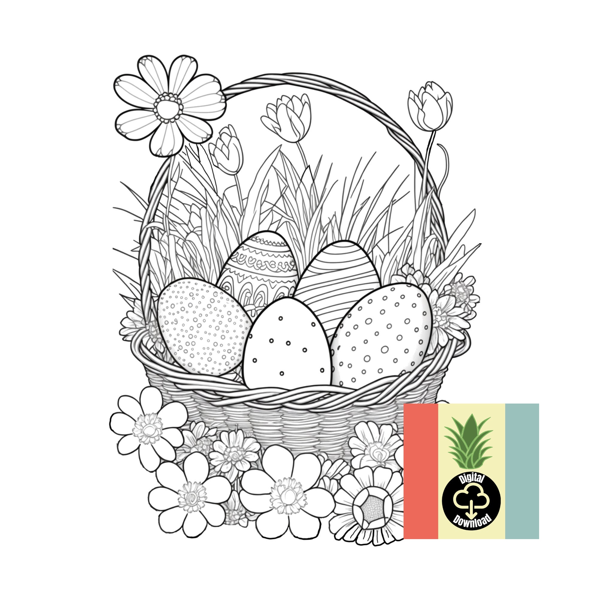 Easter Themed Coloring Pages - Etsy