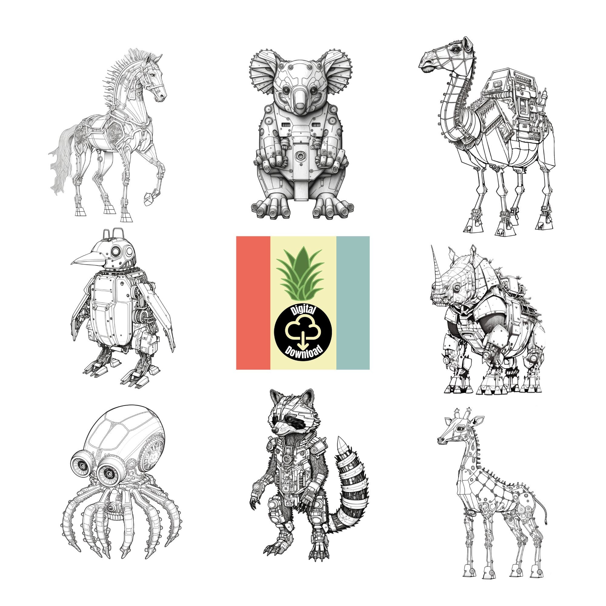 44 Robot Animal Coloring Pages, Pets, Wild Animals, Sea Animals, Birds ...