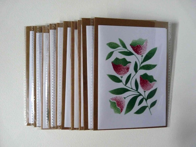 10 Greeting Cards Branch of Four Flowers - Etsy