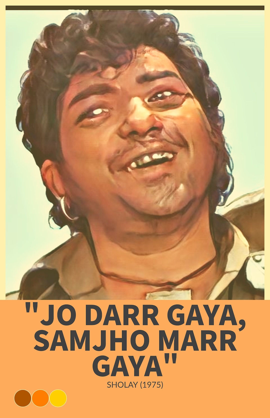 Sholay Dialogue Quote Digital Art Poster | Gabbar Singh | Bollywood ...