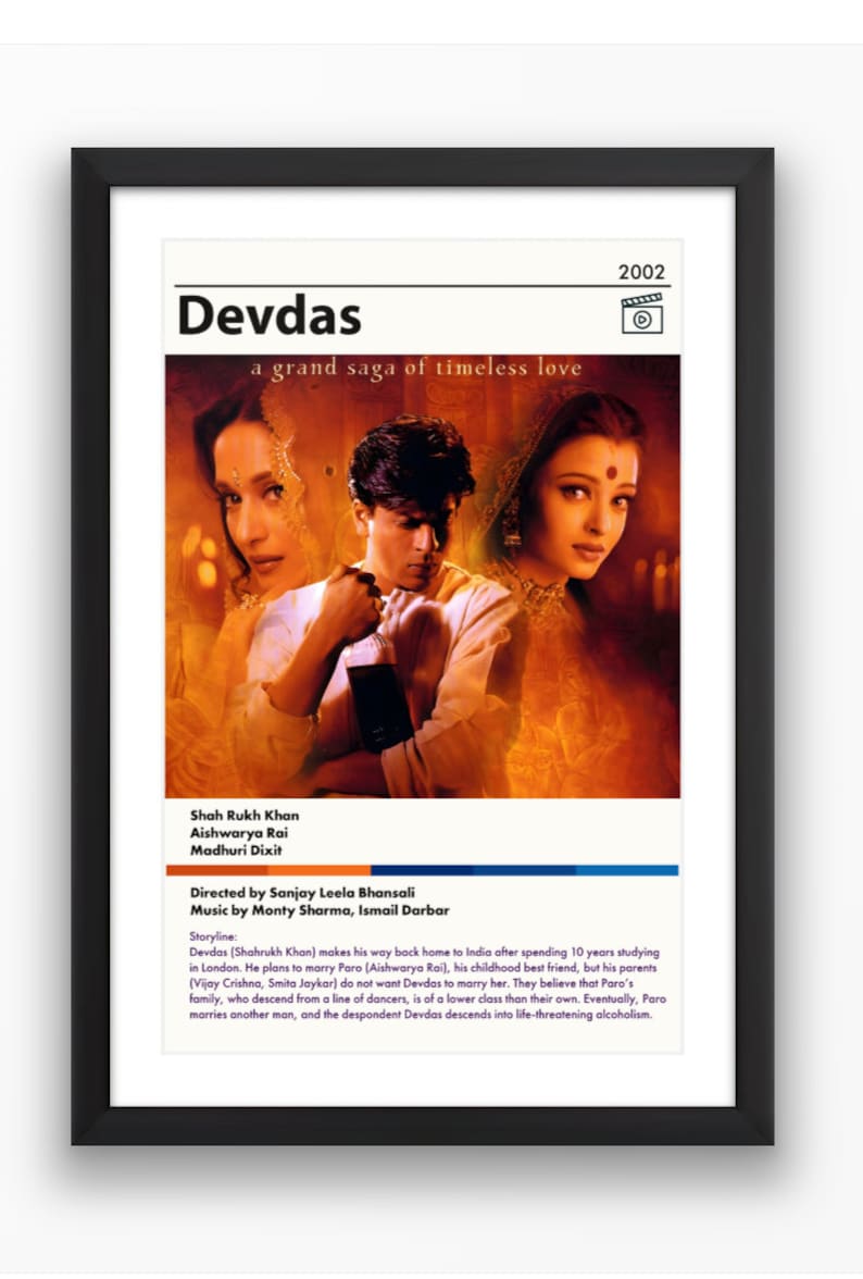 Devdas Movie Digital Art Poster Shah Rukh Khan Aishwarya - Etsy