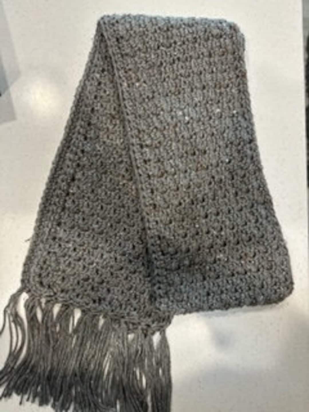 Gray Tweed Crochet Scarf - Etsy