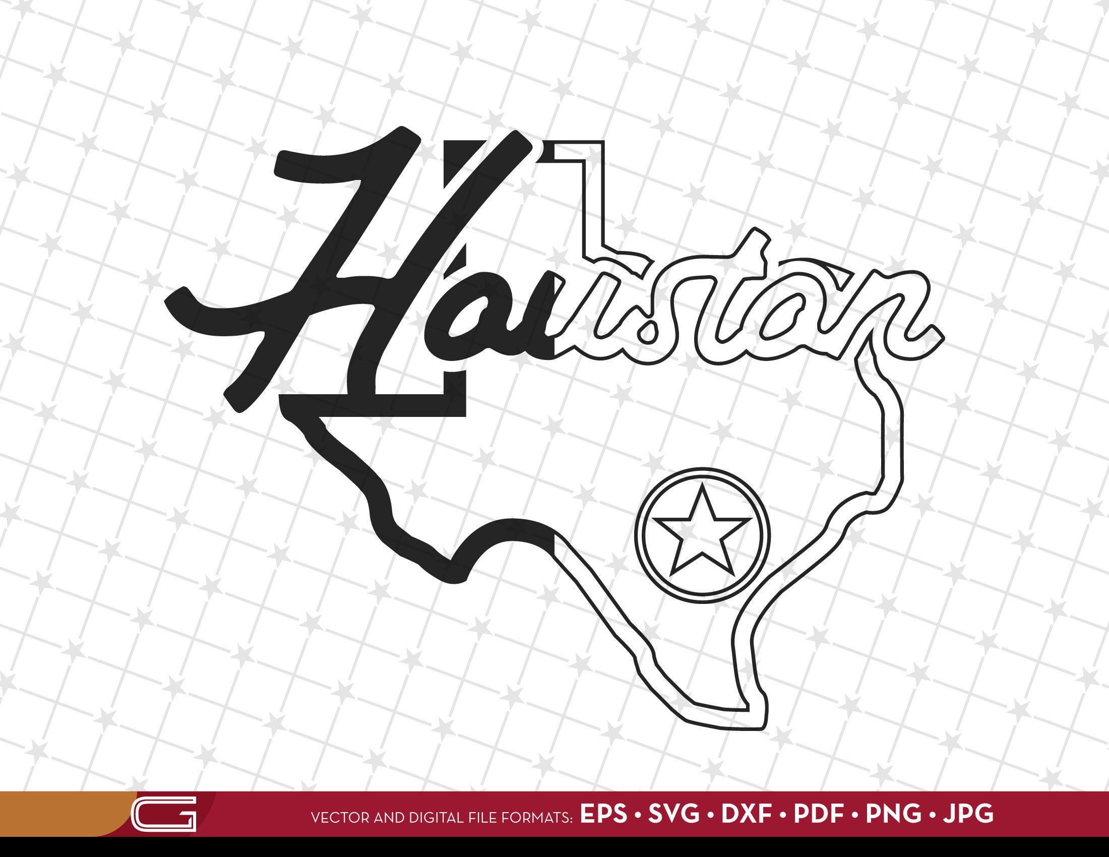 Houston Star SVG. Perfect for Tshirts, Decals, Wall Graphics or Posters ...