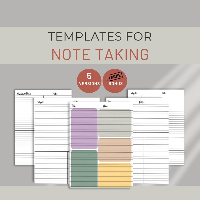 Note Taking Templates Printable Paper Blurting Method Cornell Student ...