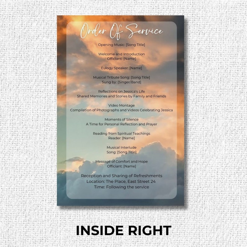 Funeral Program Template, Canva Editable, Colorful Folded Obituary ...