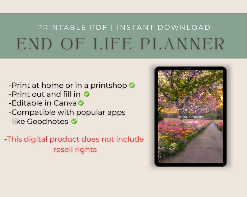 End of Life Planner Printable Digital Final Preparations When I Die ...