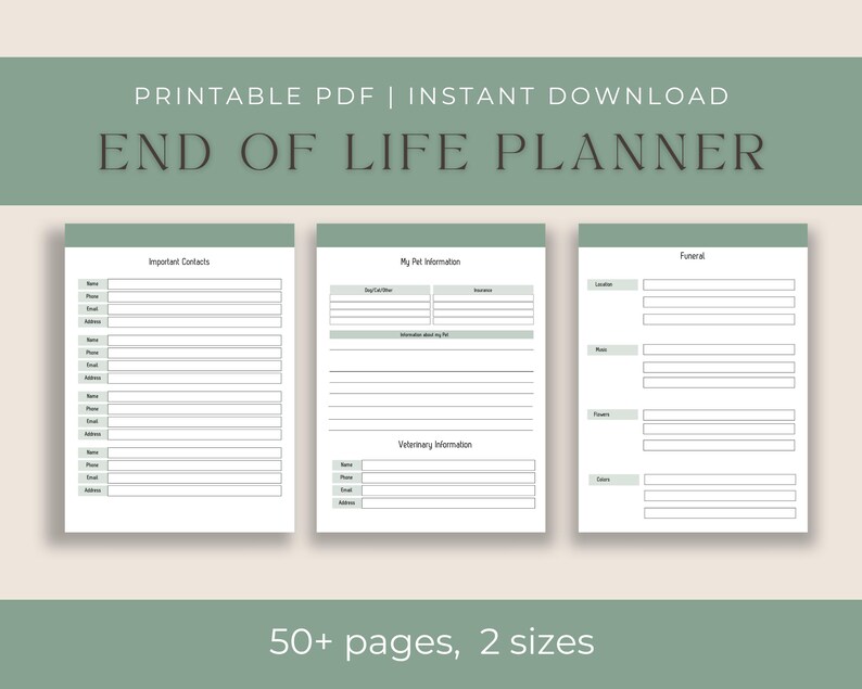 End of Life Planner Printable Digital Final Preparations When I Die ...