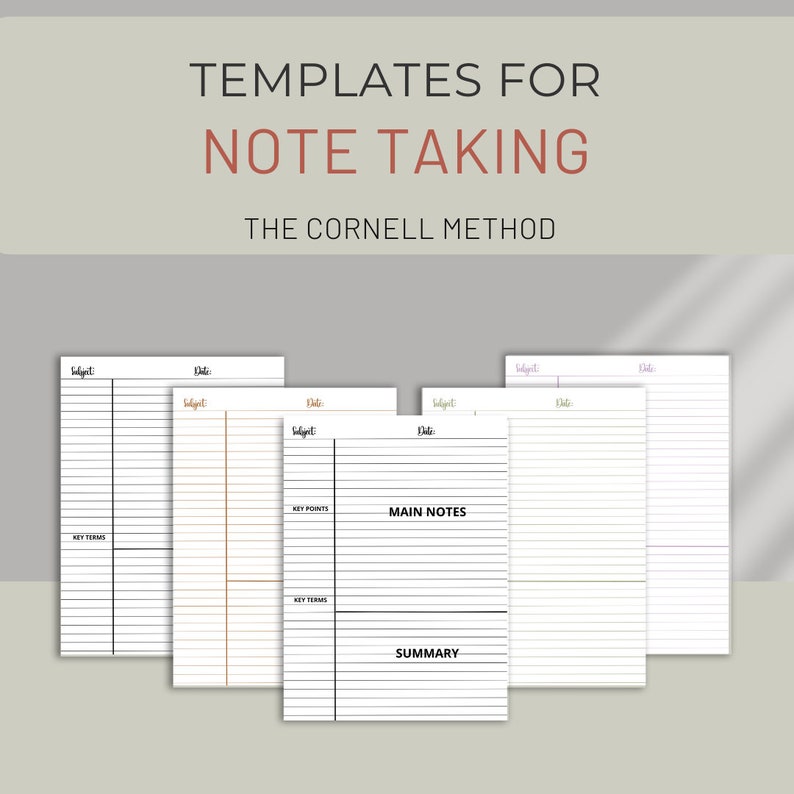 Note Taking Templates Printable Paper Blurting Method Cornell Student ...